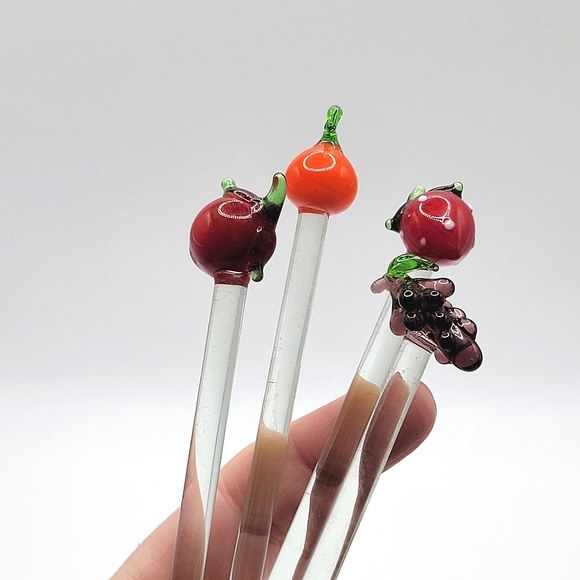 Pier 1 | Dining | Pier Fruit Swizzle Sticks Glass Set Of 4 | Poshmark
